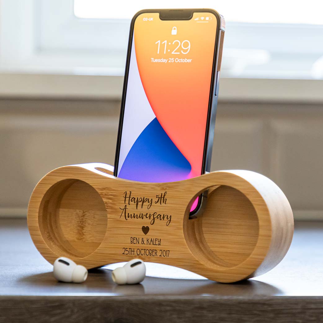 Personalised Phone Amplifier 5th Anniversary Gift – Little Bear Studios
